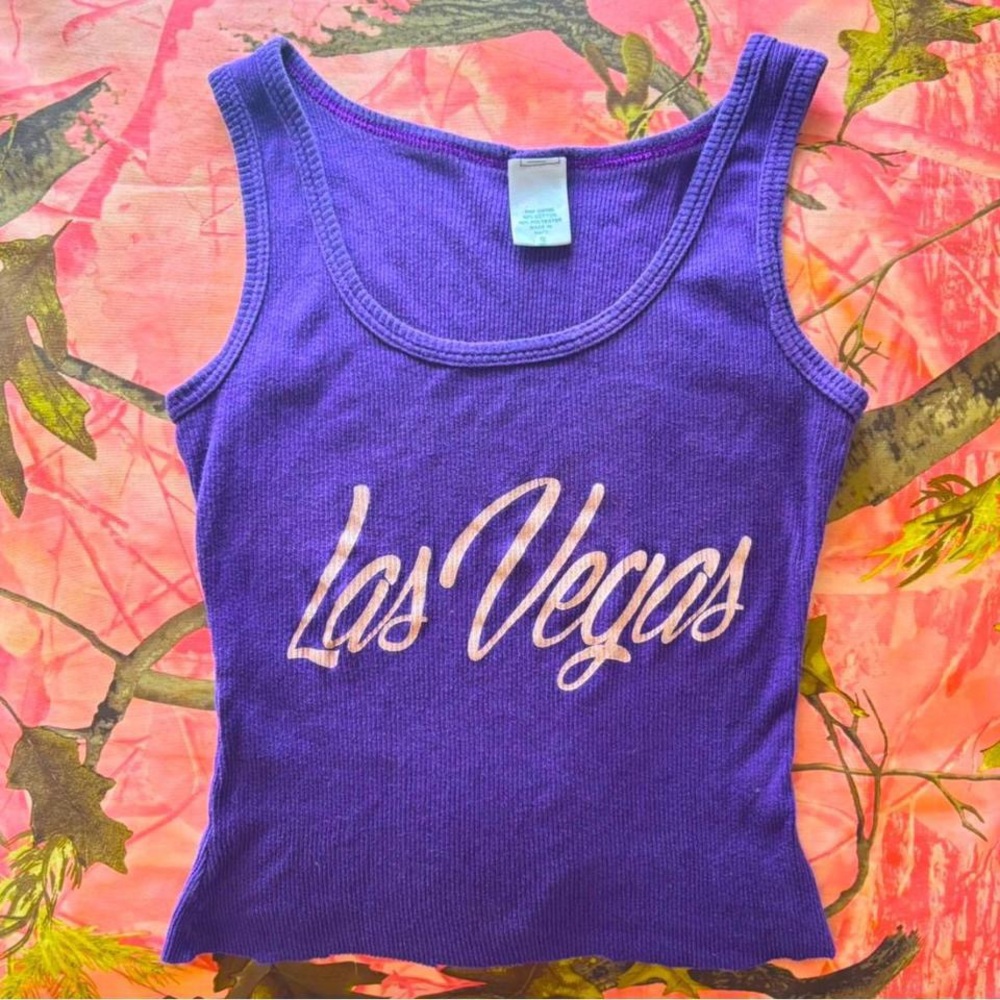 Y2k Vintage 2000s Las Vegas Cursive Letter Print Purp… - Gem